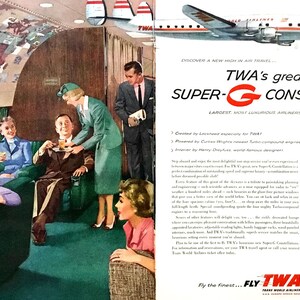 1955 TWA Vintage Ad, Advertising Art, Airplane, Magazine Ad, 1950's ...