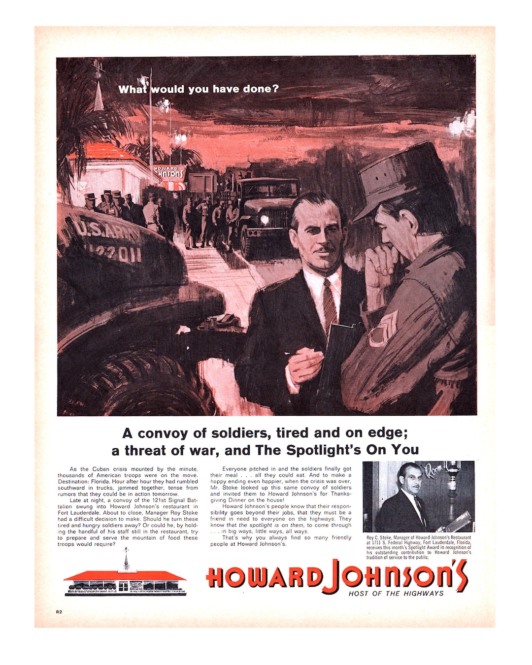 1960s Howard Johnson's Ad, Cuban Missile Crisis Era, Vintage Print - Etsy