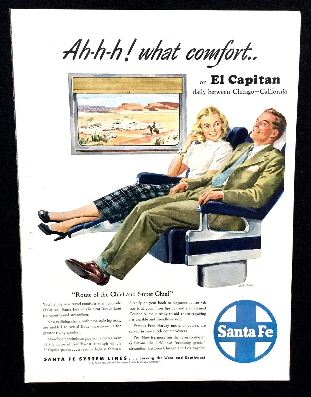 1948 Santa Fe El Capitan Vintage Ad, Advertising Art, Magazine Ad ...