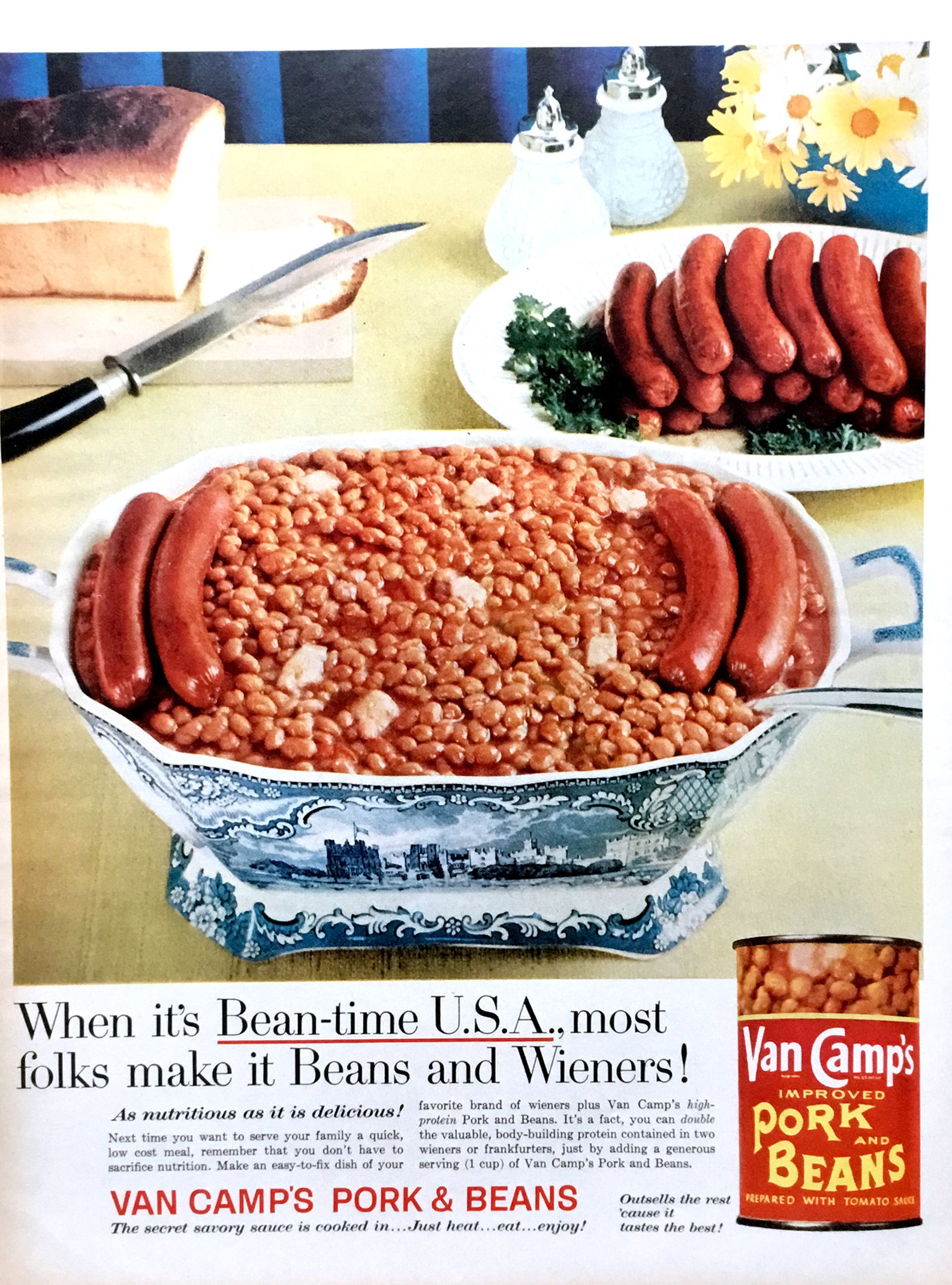 1950s Van Camp's Pork and Beans Ad, Vintage Kitchen Art Print - Etsy