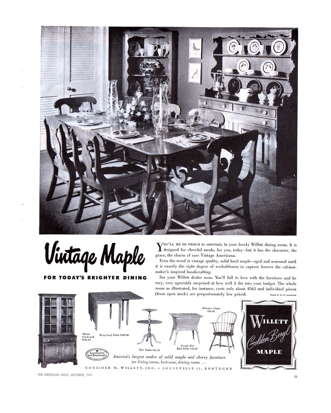 1949 Willett Maple Furniture Ad, Vintage Home Decor - Etsy