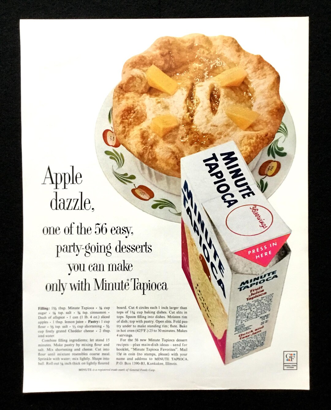1963 Minute Tapioca Vintage Ad, Advertising Art, Magazine Ad, Dessert ...