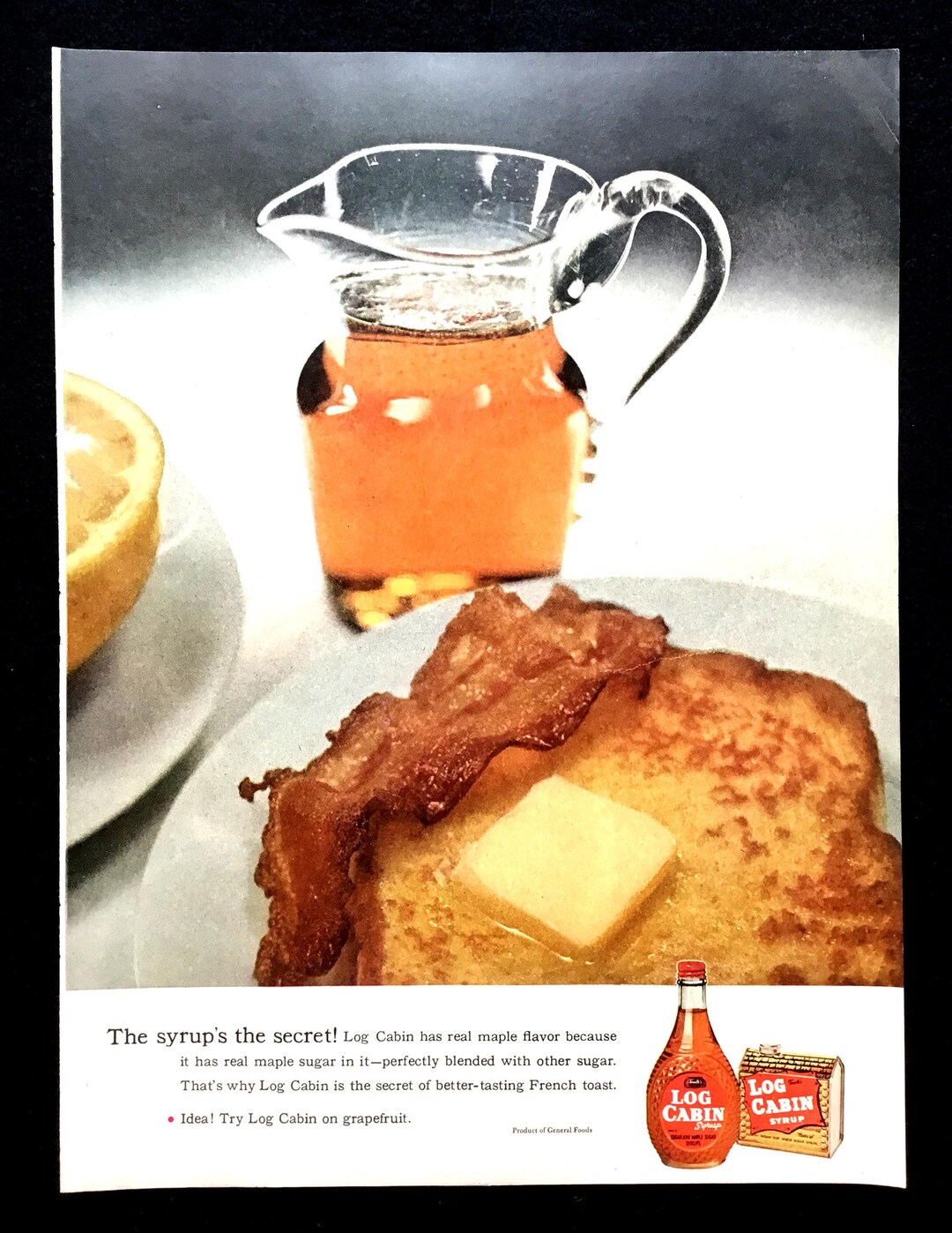 1956 Log Cabin Syrup Vintage Ad, Advertising Art, Magazine Ad, French ...