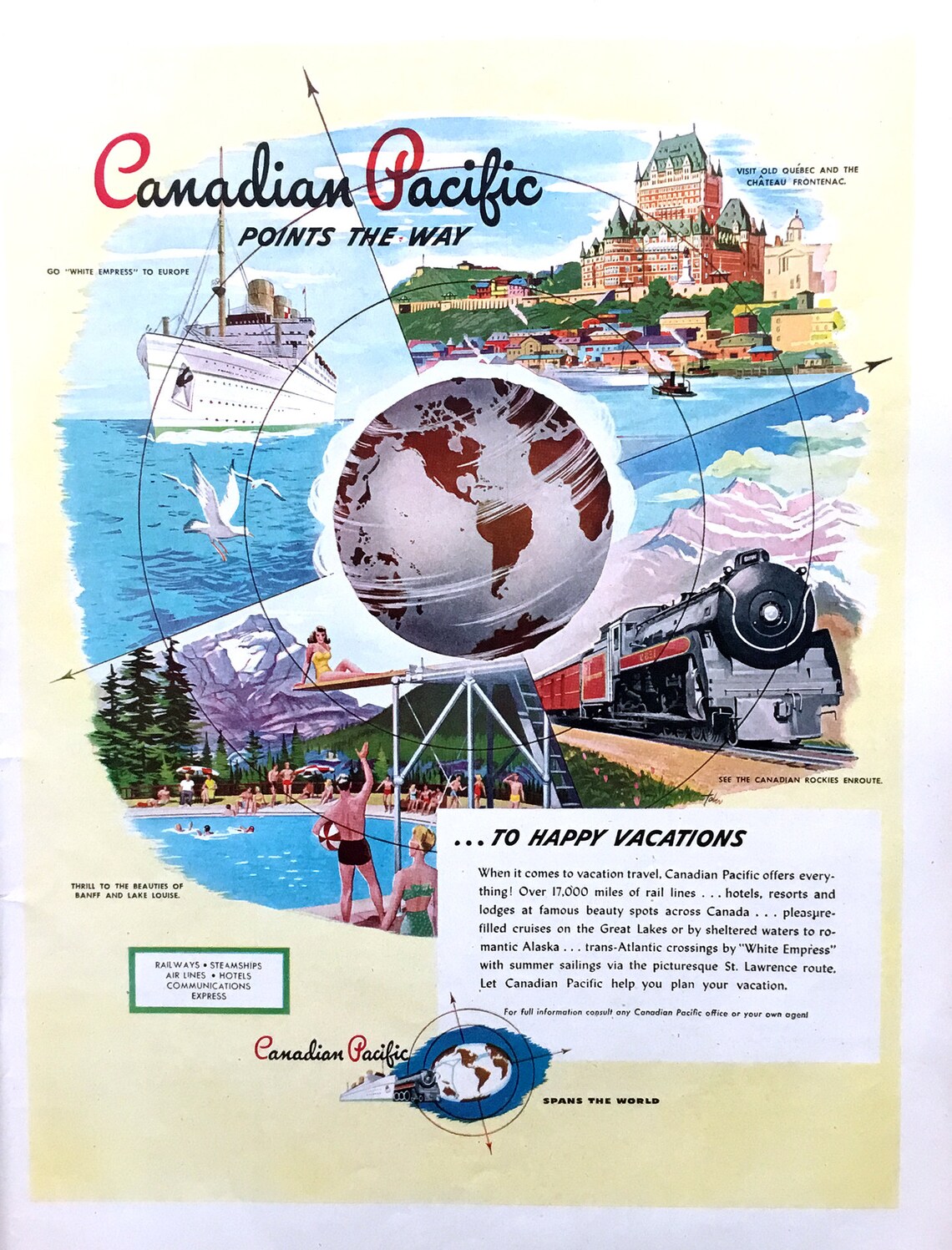 1947 Canadian Pacific Travel Ad, Vintage Magazine Print - Etsy