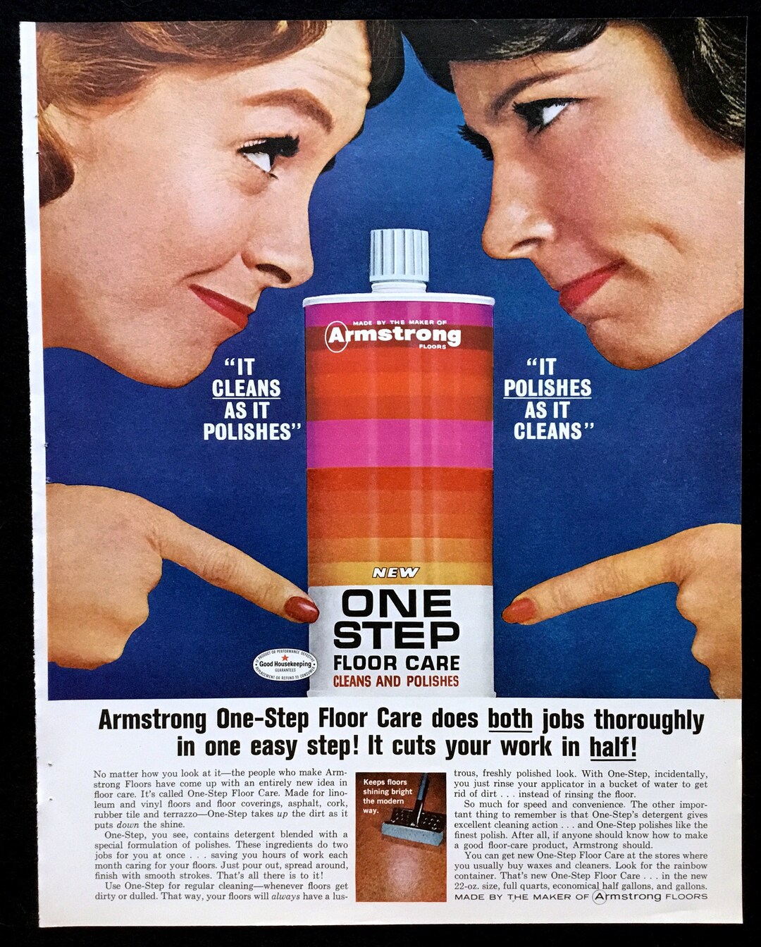 1963 Armstrong One Step Floor Care Vintage Magazine Ad - Etsy