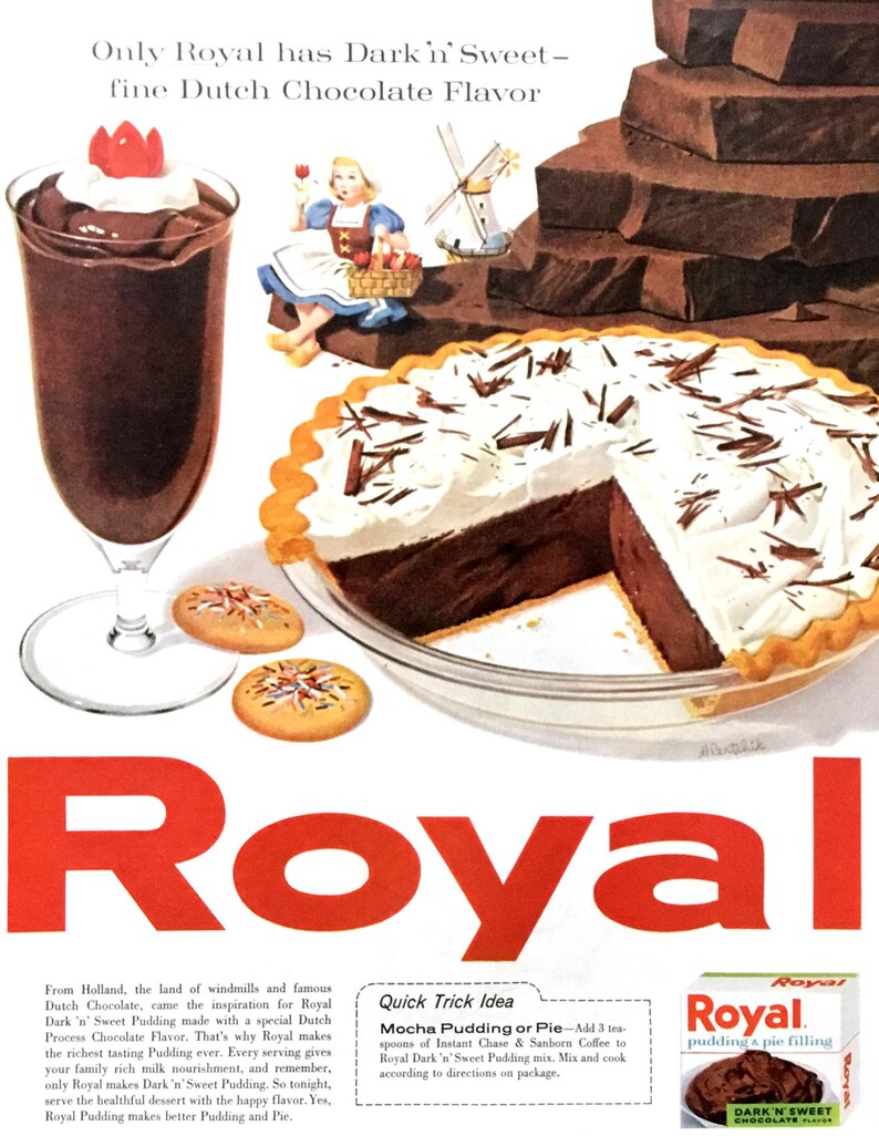 1950s Royal Pudding Ad, Vintage Kitchen Decor Print - Etsy