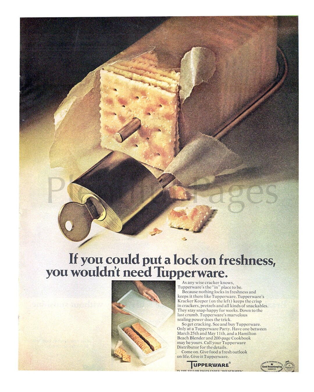 1968 Tupperware Vintage Ad, Advertising Art, Saltines, Tupperware Party ...