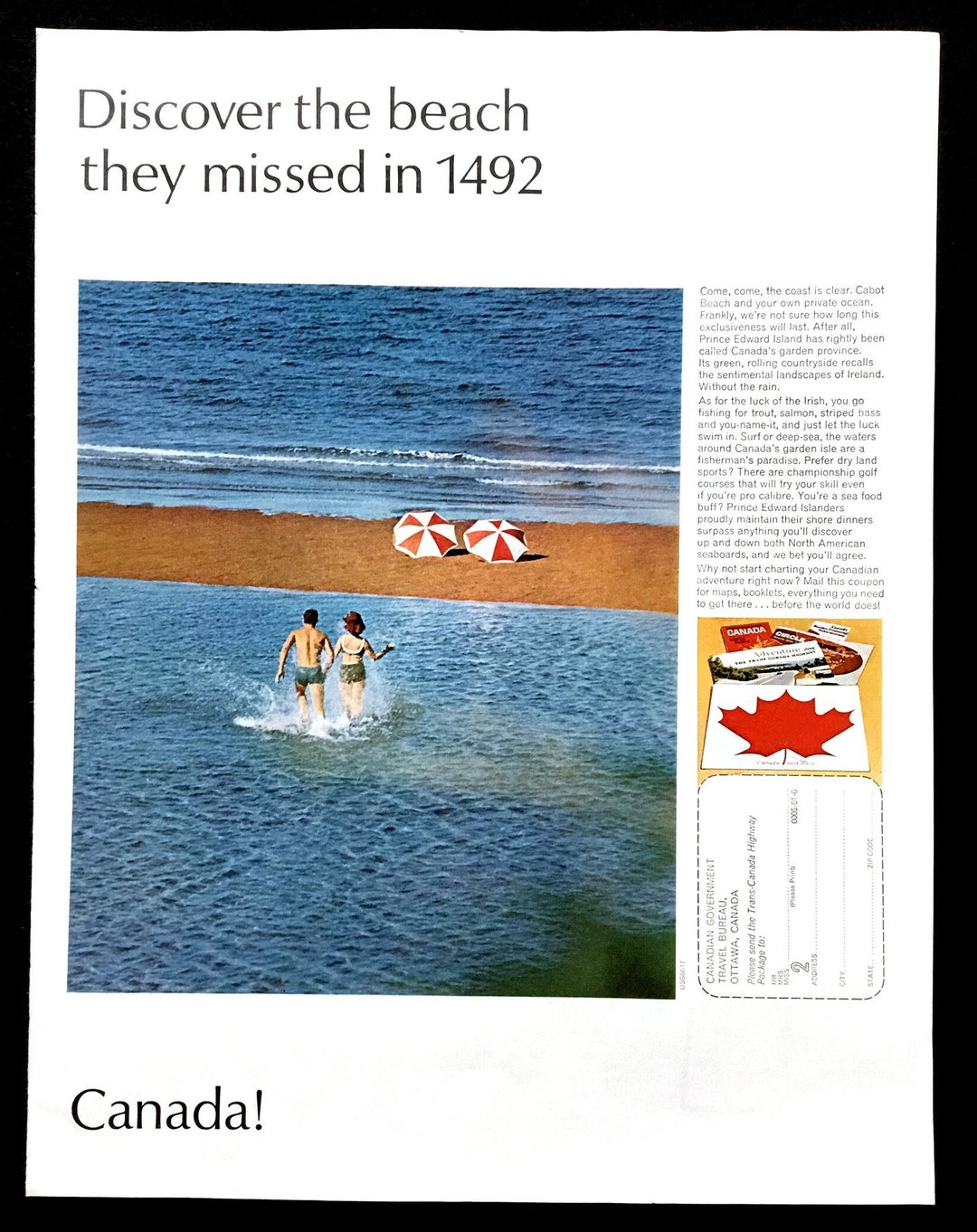 1966 Canadian Travel Bureau Vintage Ad, Advertising Art, Magazine Ad ...