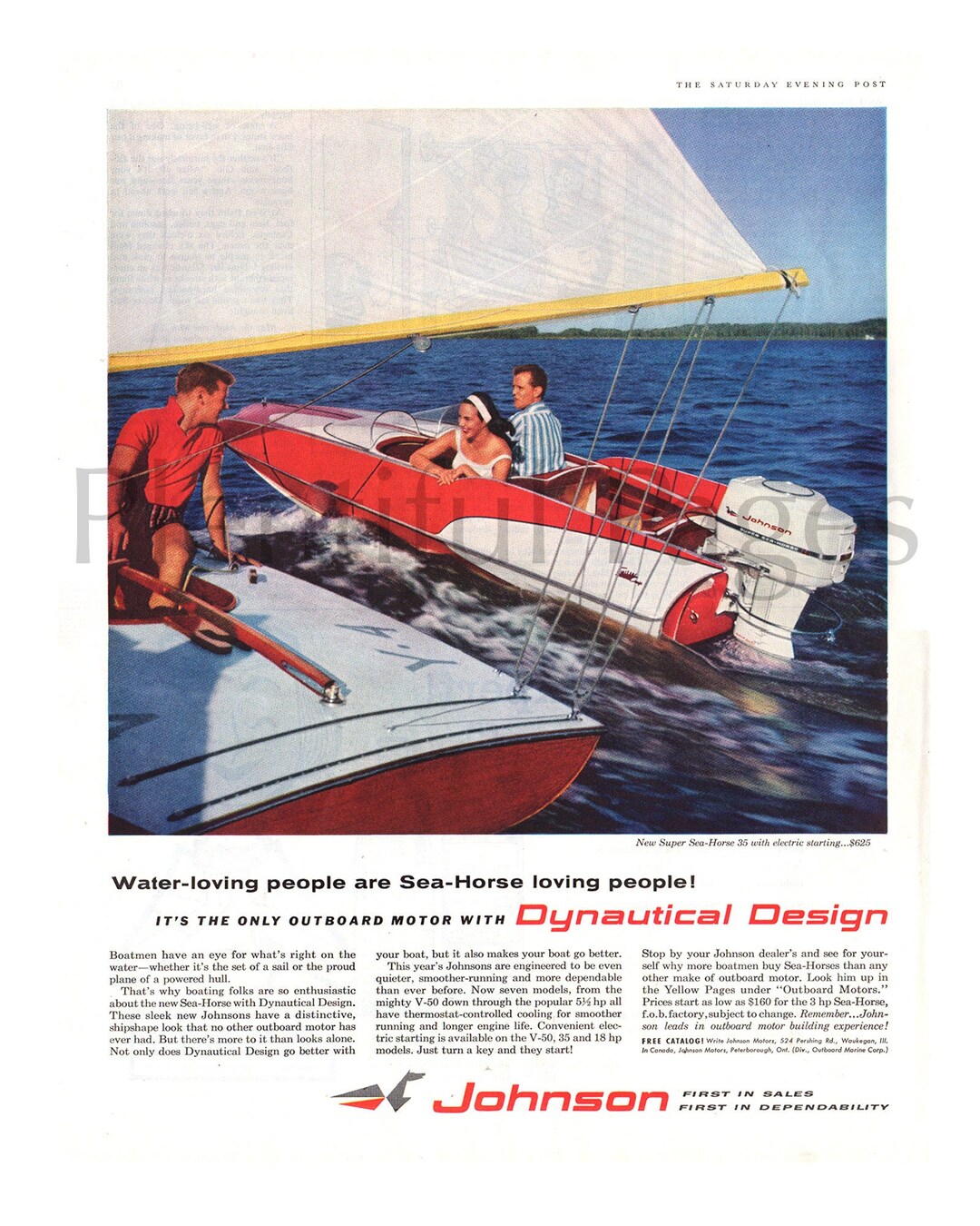 1959 Johnson Sea-horse 35 Outboard Motor Boat Vintage Ad, Advertising ...