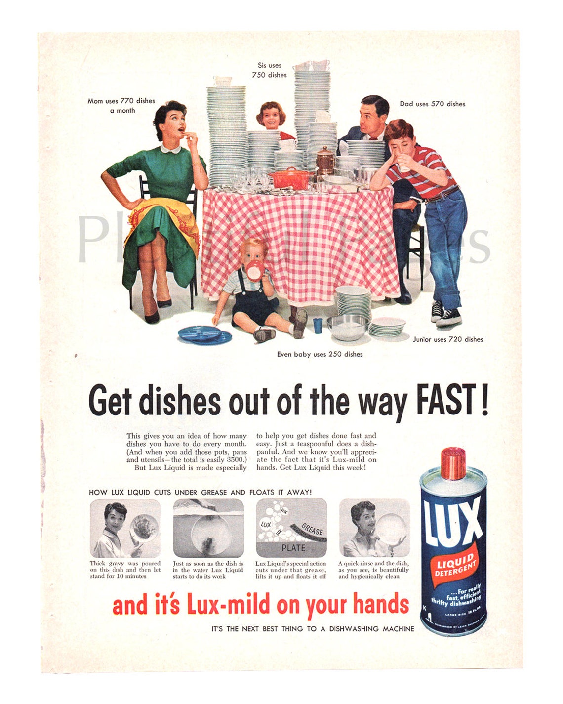 1956 Lux Liquid Detergent Vintage Ad 1950's Family | Etsy