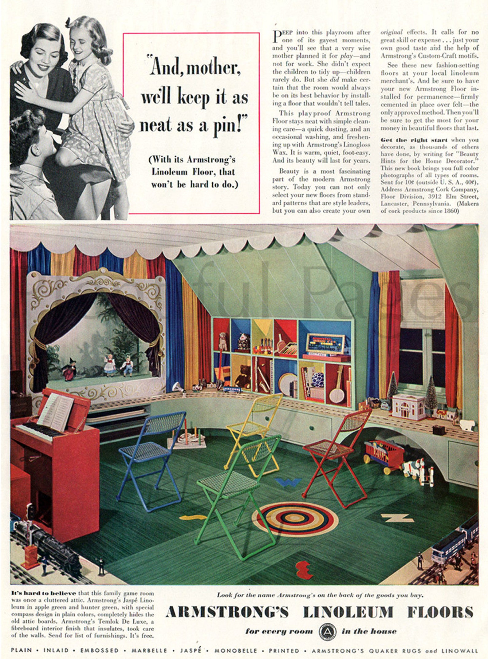 1939 Armstrong's Linoleum Floors Vintage Ad Advertising - Etsy Israel