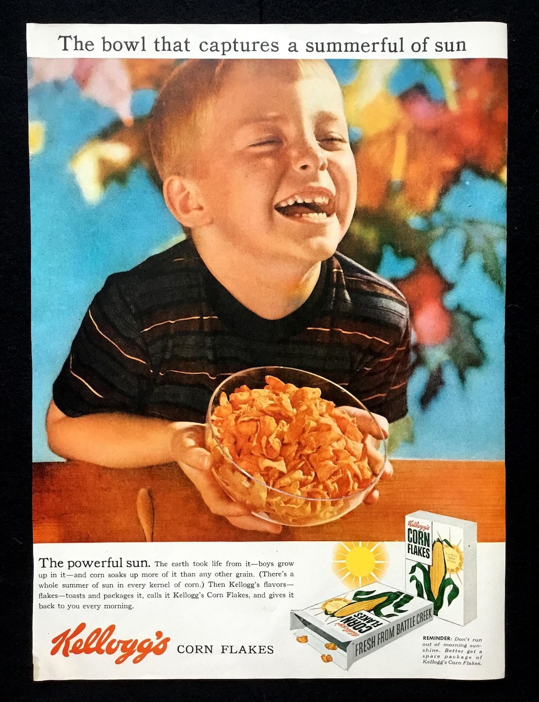 1956 Kellogg's Corn Flakes Vintage Ad, Advertising Art, Magazine Ad ...