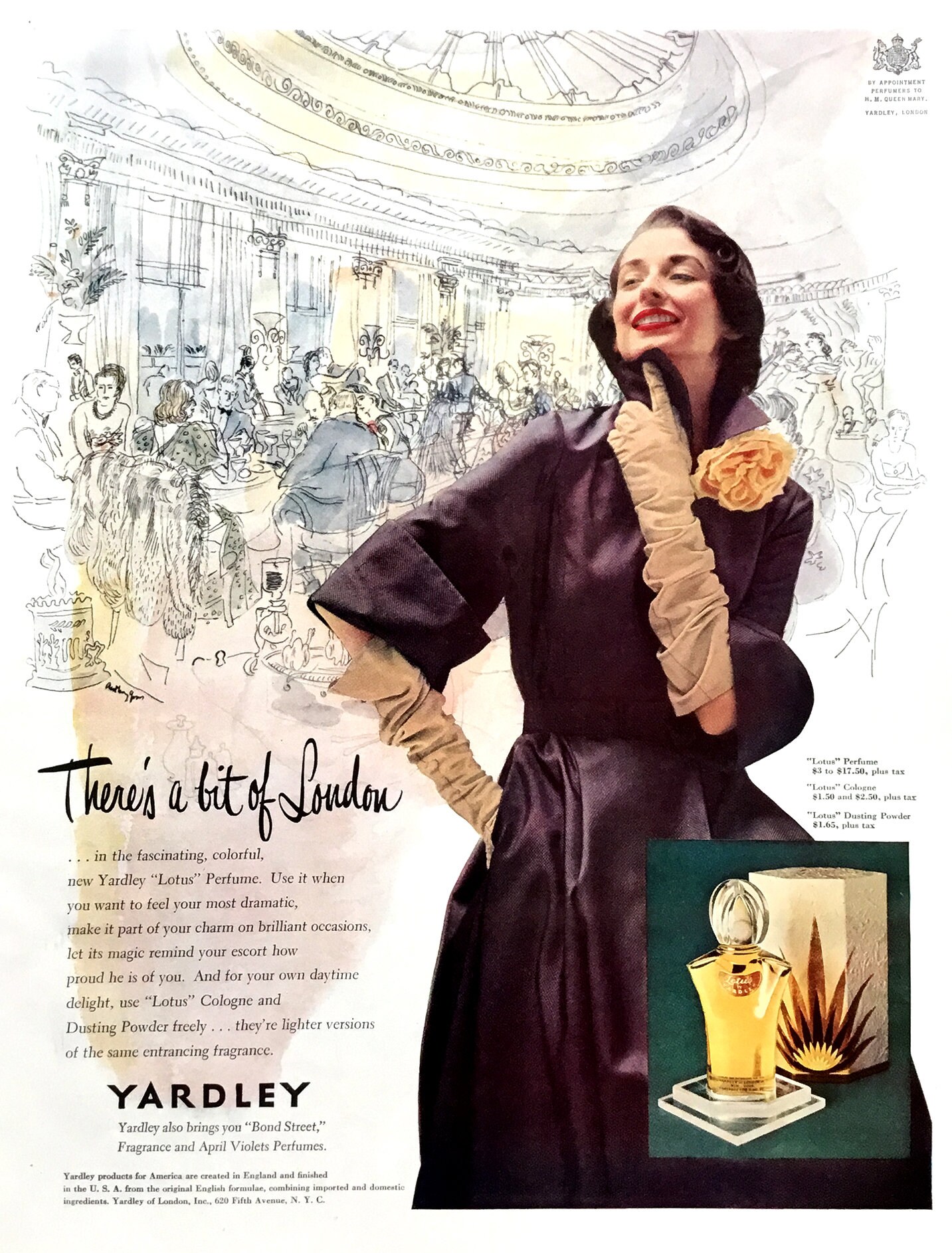 1950's Yardley Perfume Ad, Vintage Fashion Print - Etsy