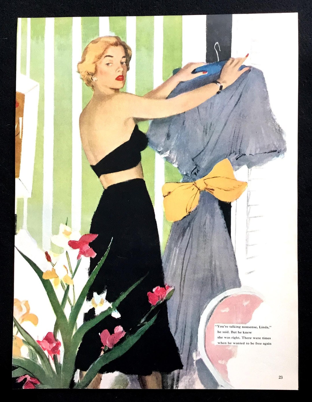 1950's Vintage Magazine Illustration, Story Art, 1950's Fashion ...
