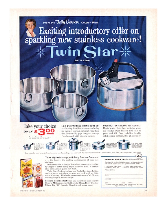 1961 Regal Twin Star Cookware Vintage Ad Advertising Art - Etsy