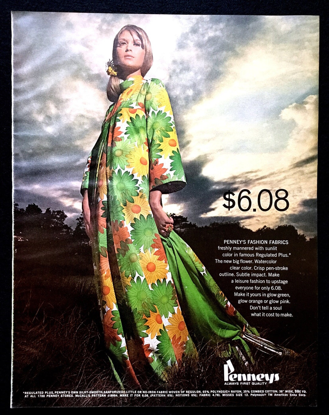 1968 Penney's Fashion Fabrics Vintage Ad, Advertising Art, Magazine Ad ...