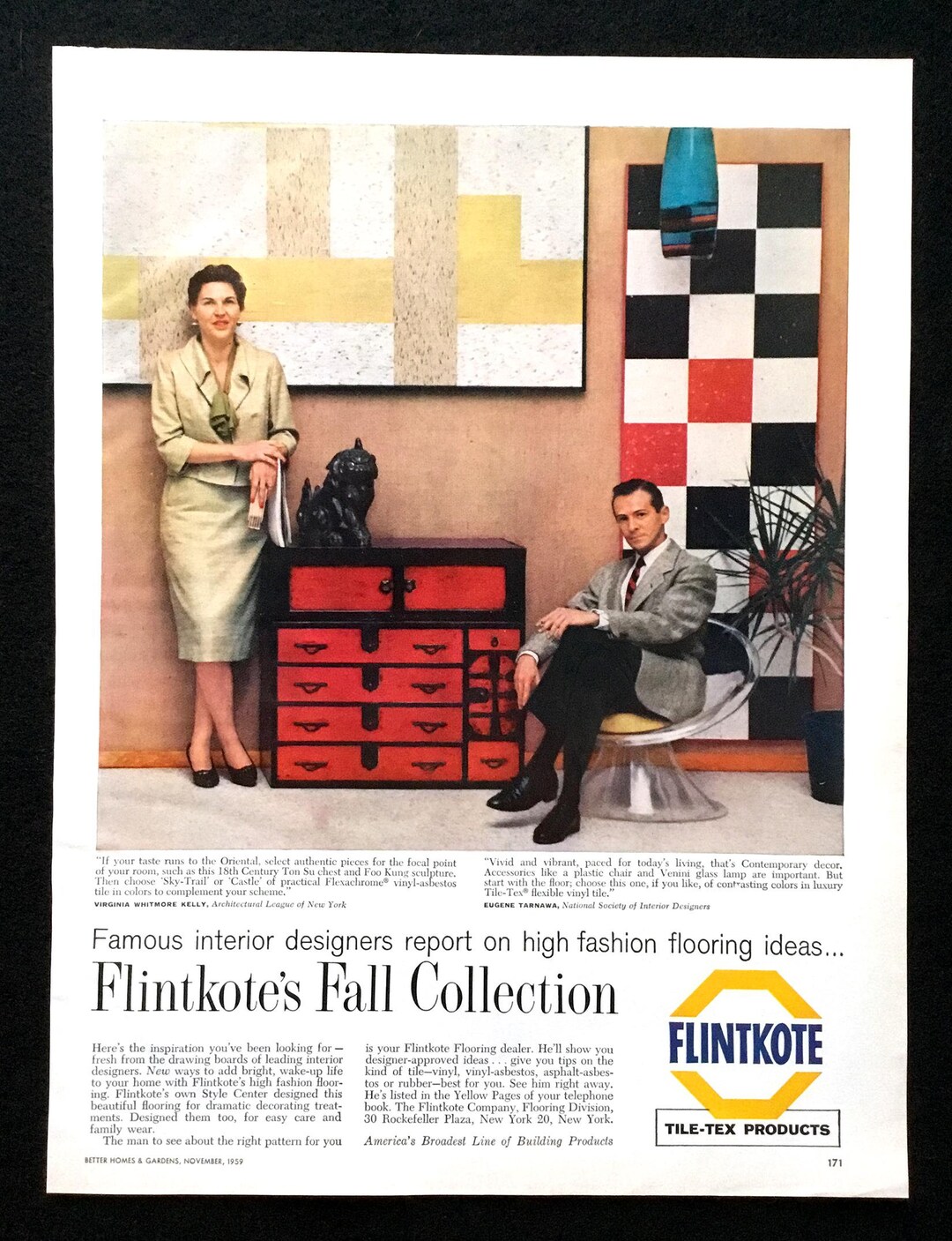 1959 Flintkote Flooring Ad, Mid-century Modern Decor - Etsy