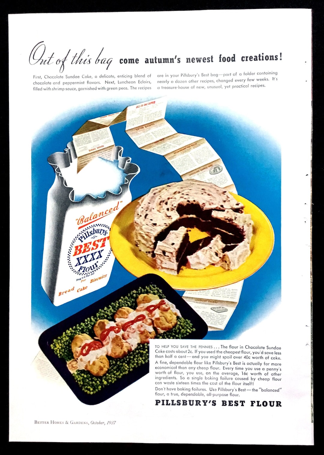 1937 Pillsbury's Flour Ad, Vintage Kitchen Decor, Magazine Print - Etsy
