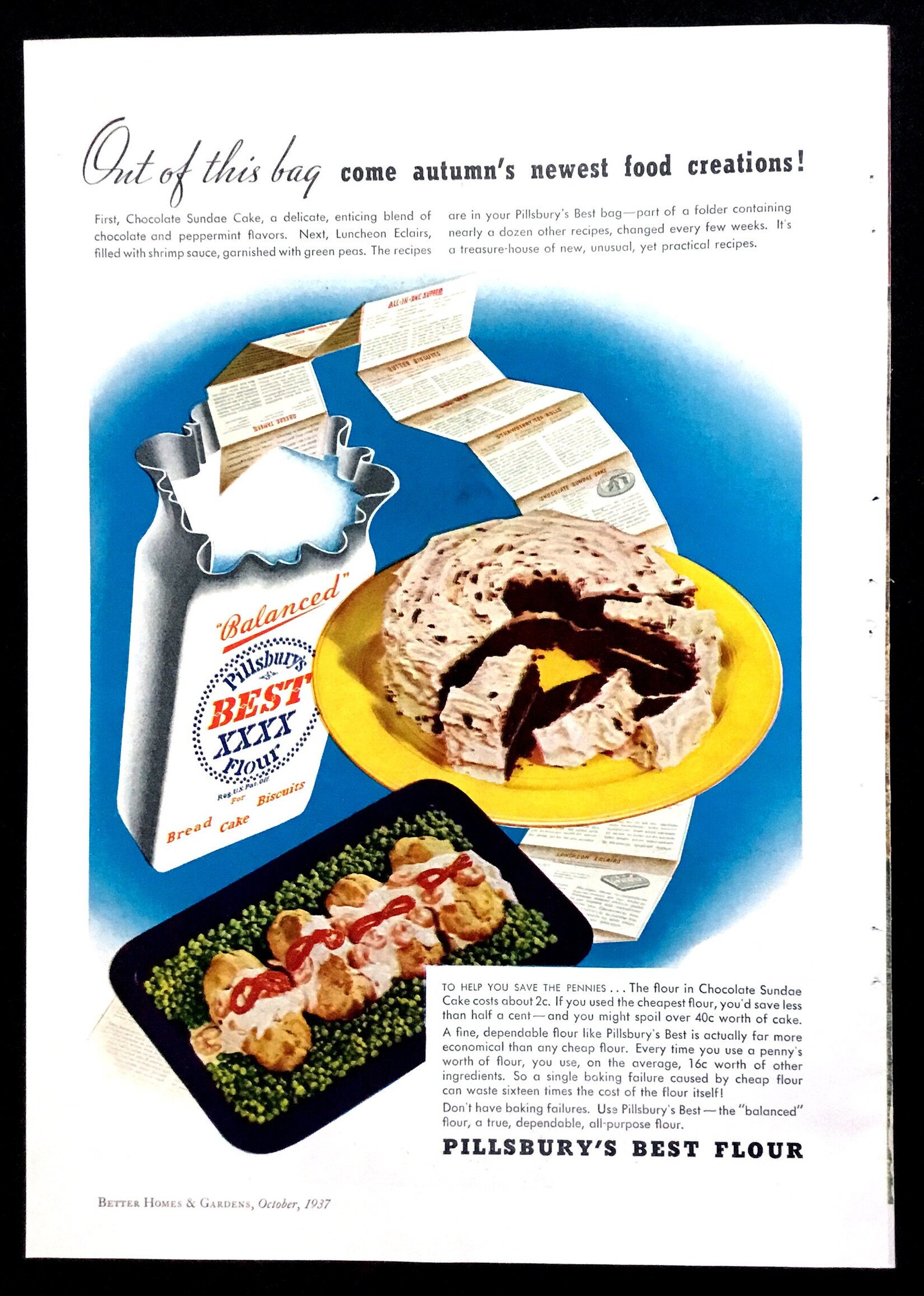 1937 Pillsbury's Flour Ad, Vintage Kitchen Decor, Magazine Print - Etsy
