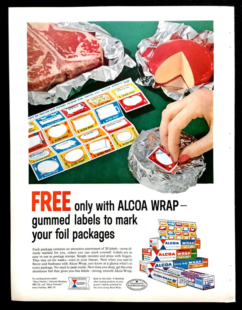 1959 Alcoa Wrap Vintage Ad, Advertising Art, Print Ad, Foil Wrap ...
