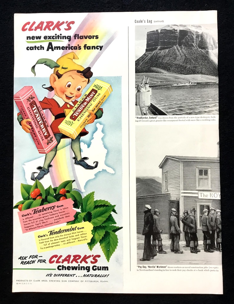 1942 Clark's Chewing Gum Ad, Elf Advertising Art - Etsy