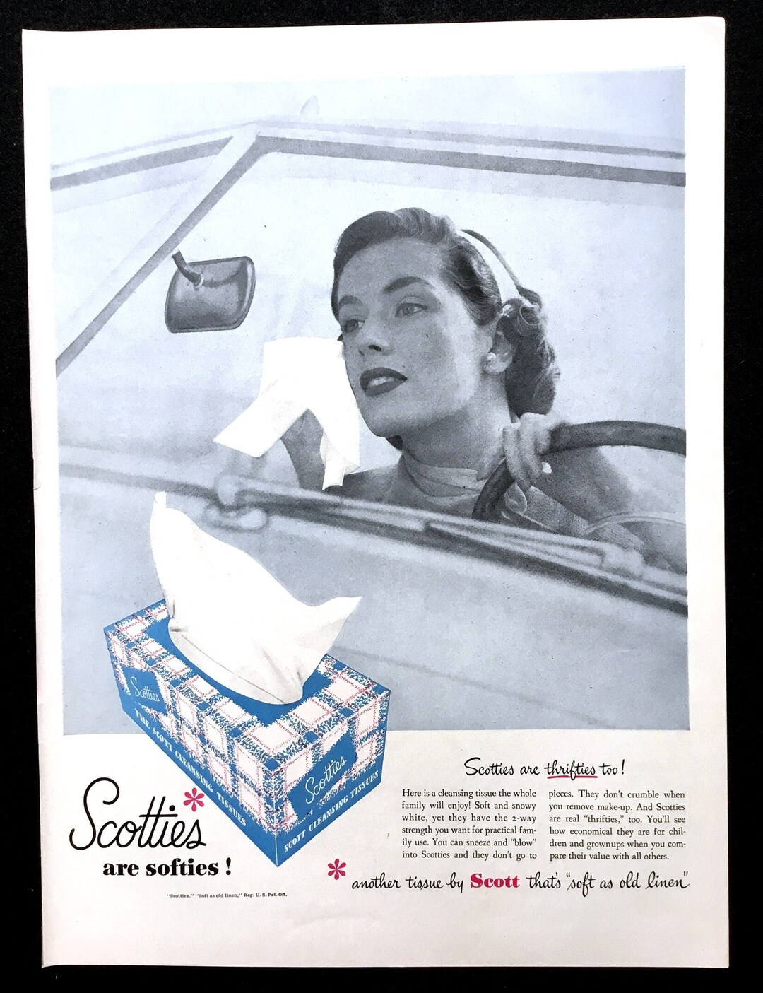 1951 Scotties Tissue Vintage Ad, Advertising Art, Magazine Ad, Print Ad ...