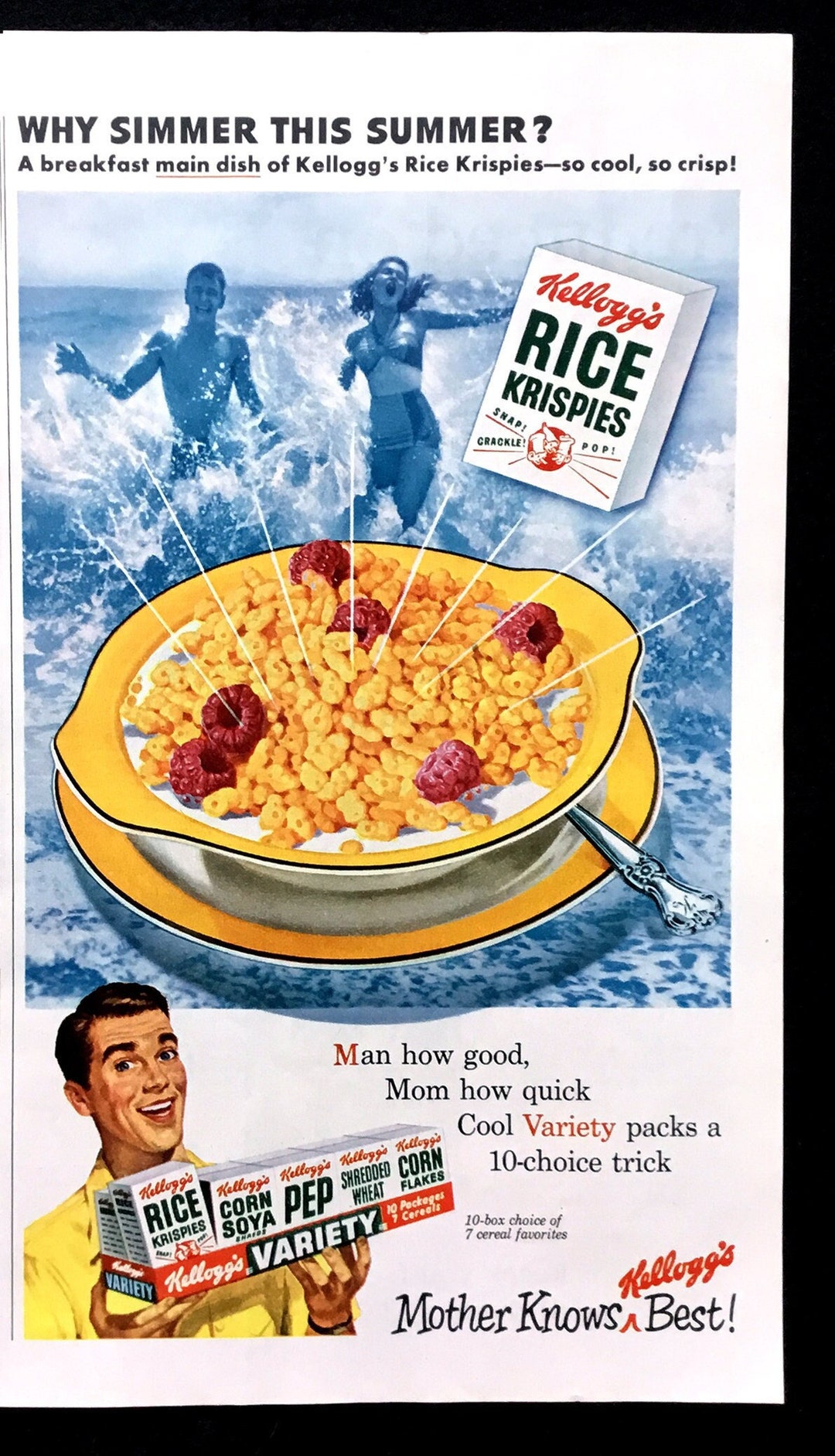 1950s Kellogg's Rice Krispies Ad, Vintage Magazine Print - Etsy