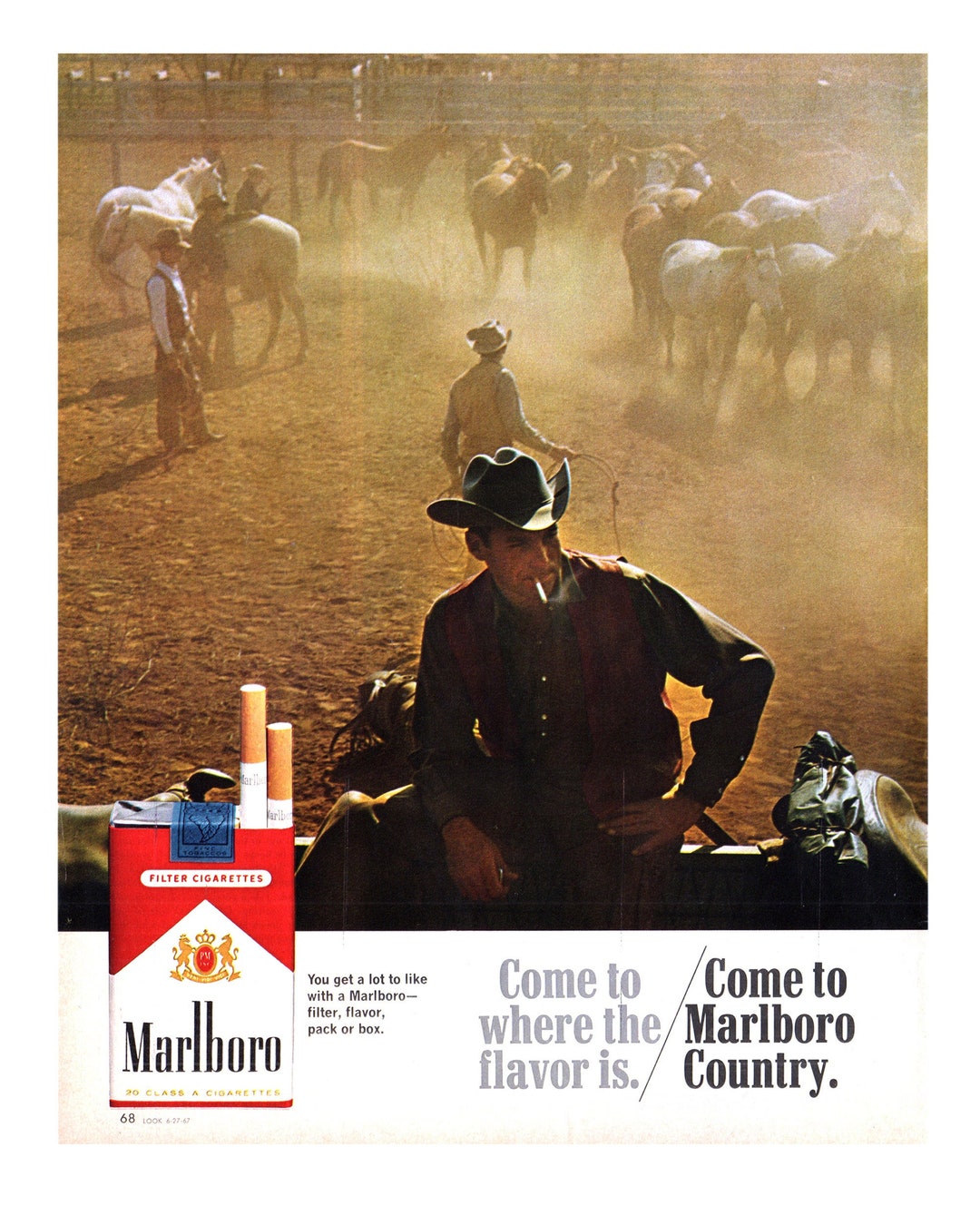 1967 Marlboro Cigarettes Vintage Ad, Advertising Art, Marlboro Country ...