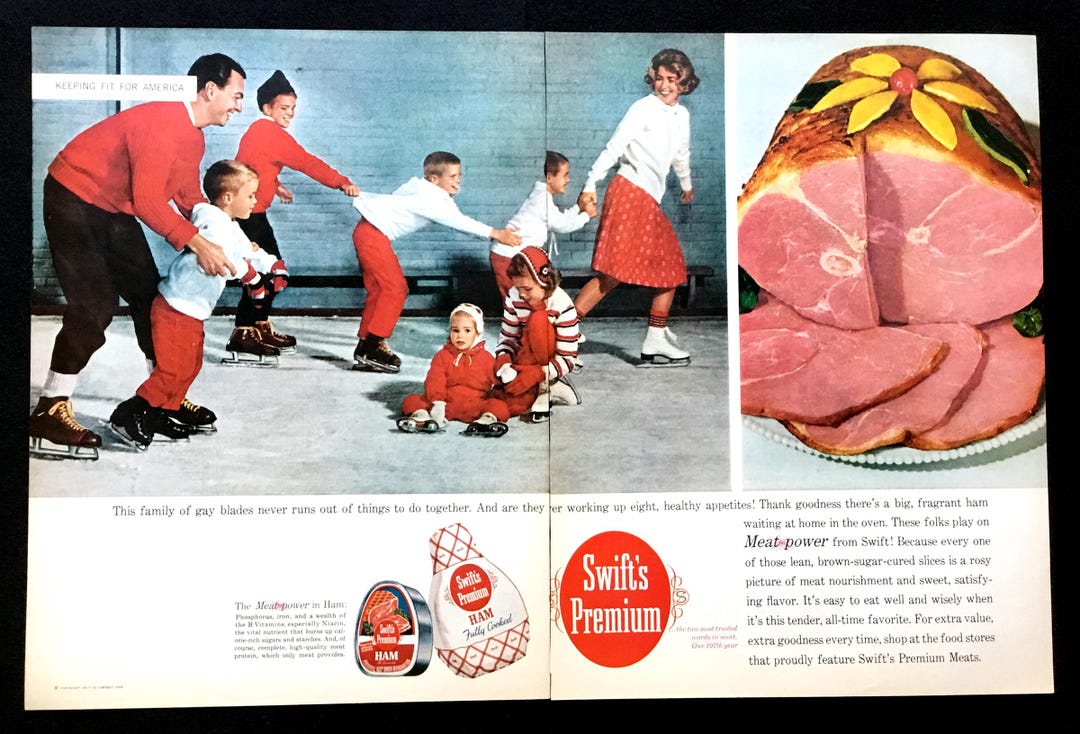 1961 Swift's Premium Ham Vintage Ad, Advertising Art, Magazine Ad, Ice ...