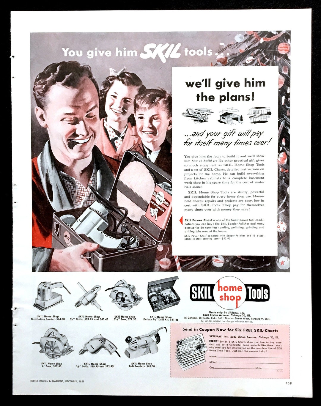 1951 Skil Tools Ad, Vintage Magazine Print, Christmas Gift - Etsy