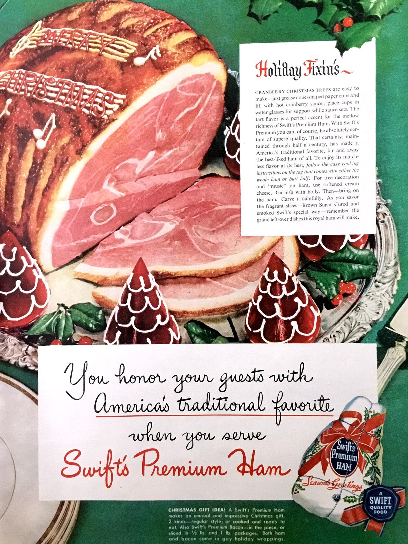 1947 Swift's Premium Ham Vintage Ad, Advertising Art, Magazine Ad ...