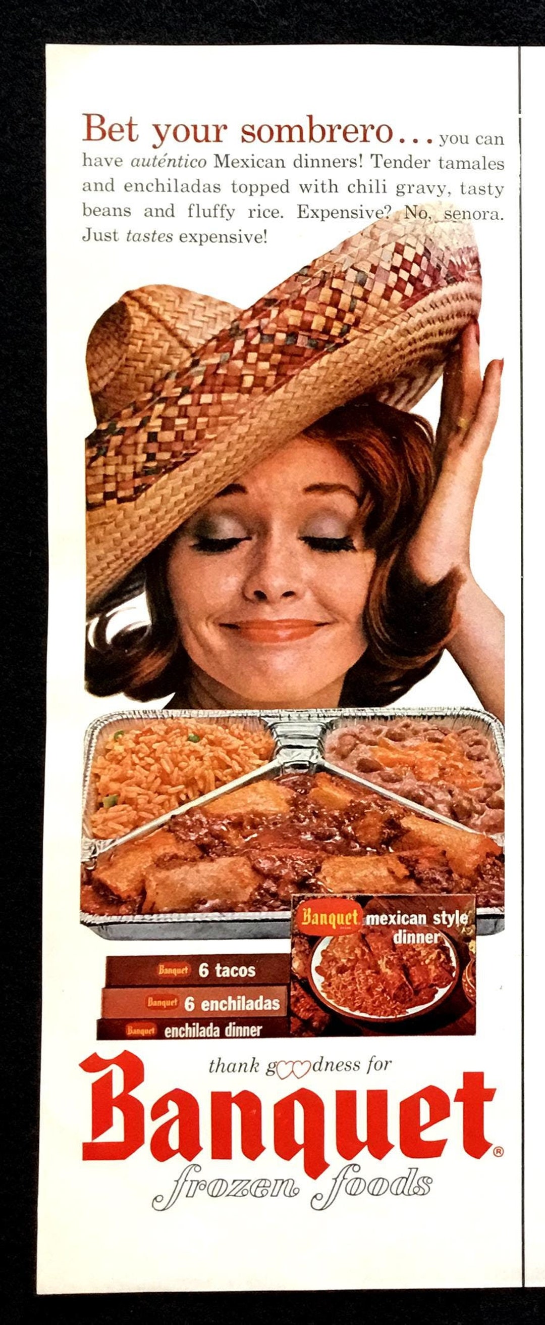 1963 Banquet Frozen Foods Vintage Ad, Advertising Art, Magazine Ad, TV ...