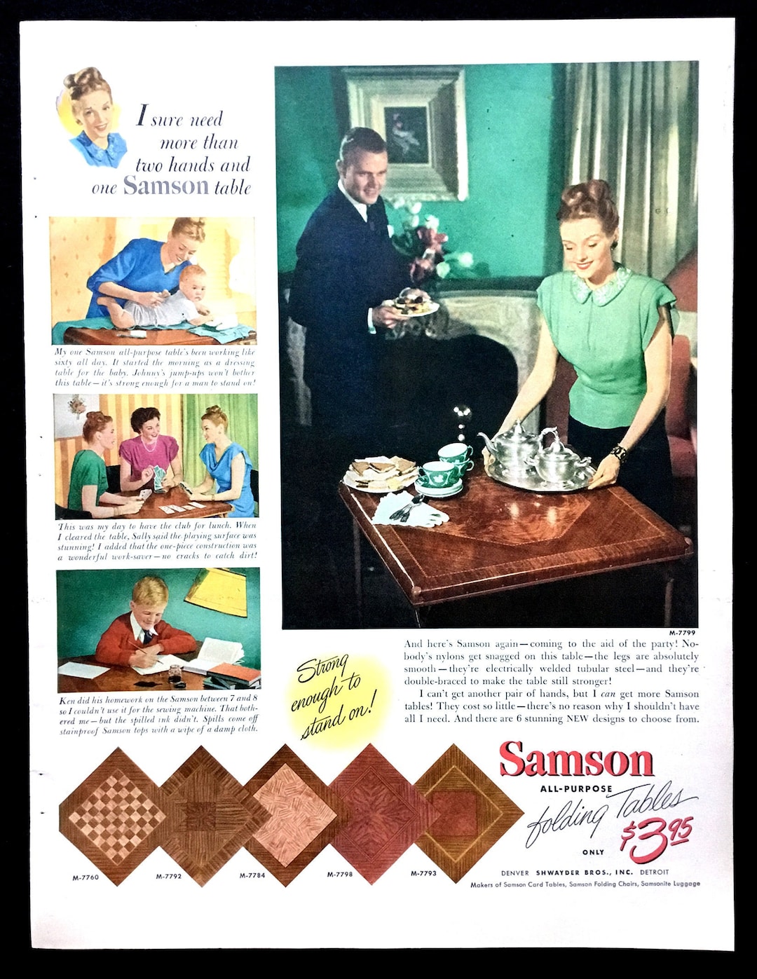 1947 Samson Folding Tables Vintage Ad, Advertising Art, Magazine Ad ...