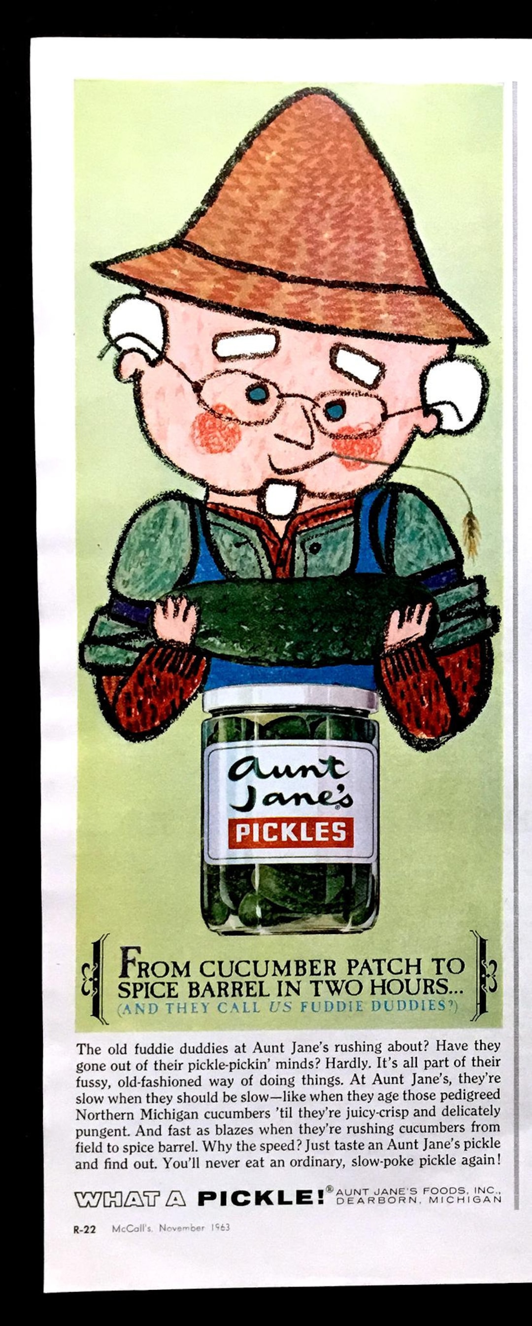 1963 Aunt Jane's Pickles Vintage Ad, Advertising Art, Magazine Ad ...