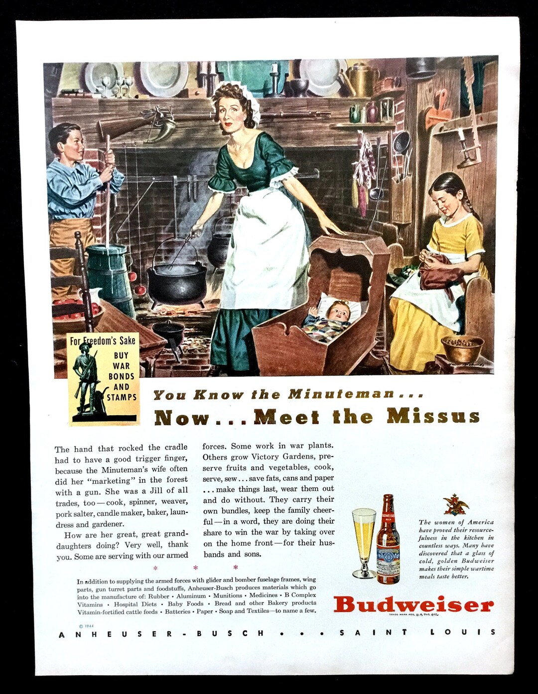 1944 Budweiser Ad, WWII Era Magazine Print - Etsy