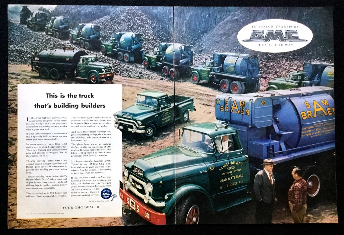 1956 GMC Truck Vintage Ad Advertising Art Diesel Trucks - Etsy