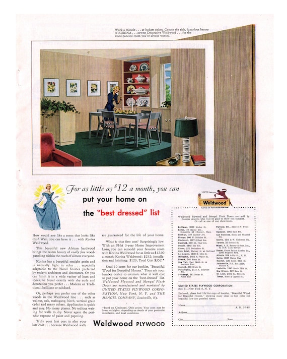 1948 Weldwood Plywood Vintage Ad Advertising Art 1940's - Etsy