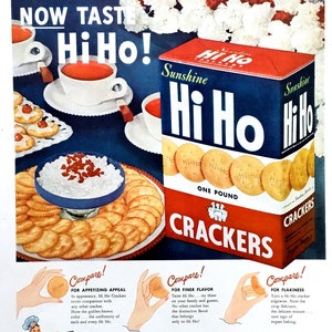 1948 Sunshine Hi Ho Crackers Vintage Ad, Advertising Art, Magazine Ad ...