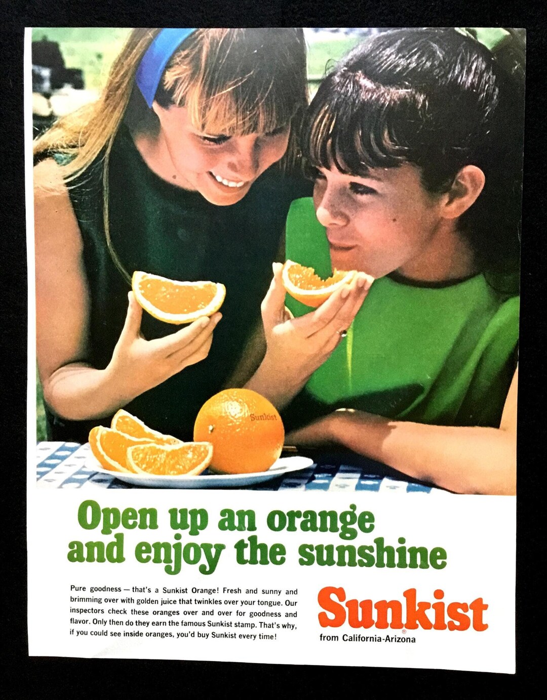 1966 Sunkist Ad, Vintage Kitchen Decor, Orange Advertising Art - Etsy