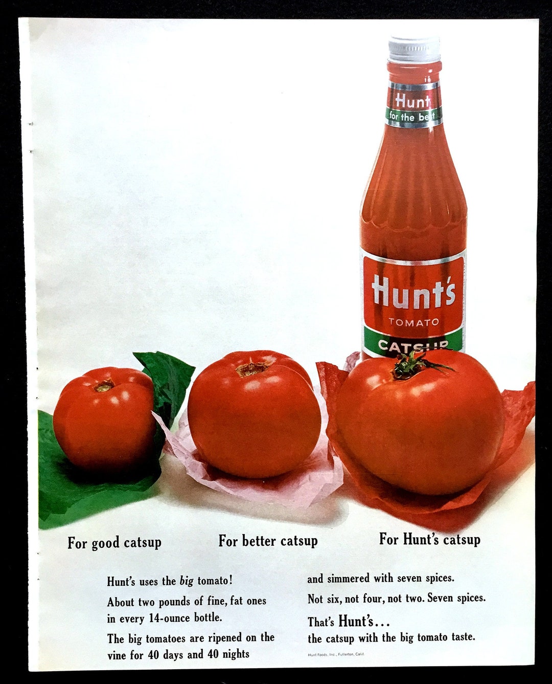 1963 Hunt's Tomato Catsup Vintage Ad, Advertising Art, Magazine Ad ...