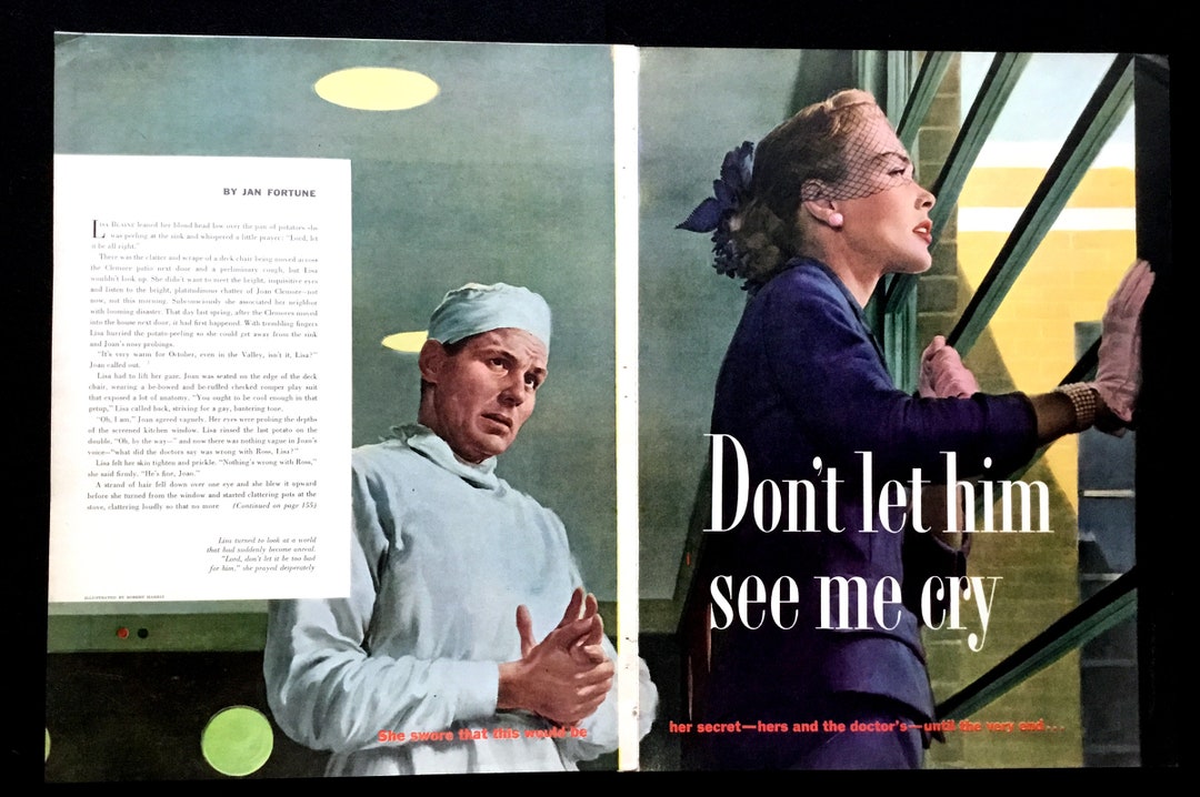 1952 Vintage Magazine Illustration, Doctor & Crying Woman, Fashion ...