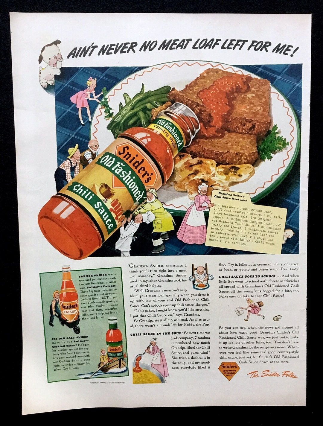 1944 Snider's Chili Sauce Ad, Vintage Kitchen Advertisement - Etsy
