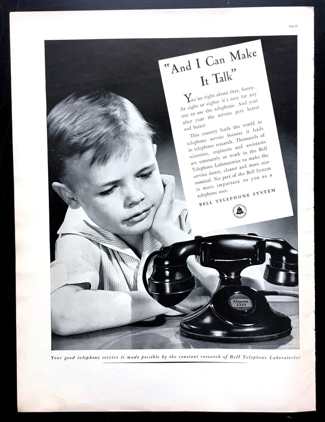 1938 Bell Telephone Ad, Vintage Magazine Print - Etsy