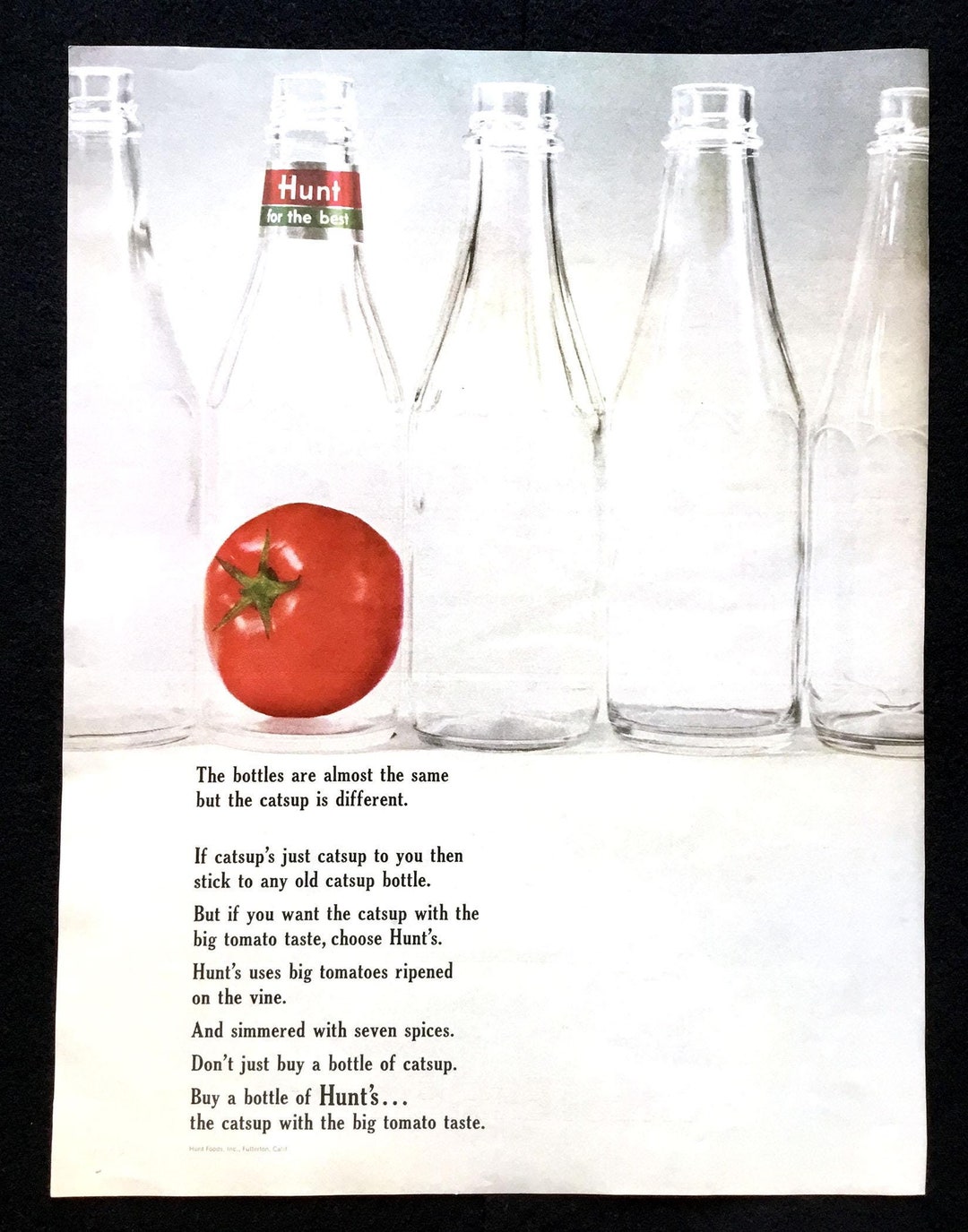 1960s Hunt's Catsup Ad, Vintage Magazine Print - Etsy