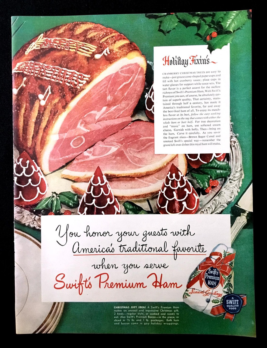 1947 Swift's Premium Ham Vintage Ad, Advertising Art, Magazine Ad ...