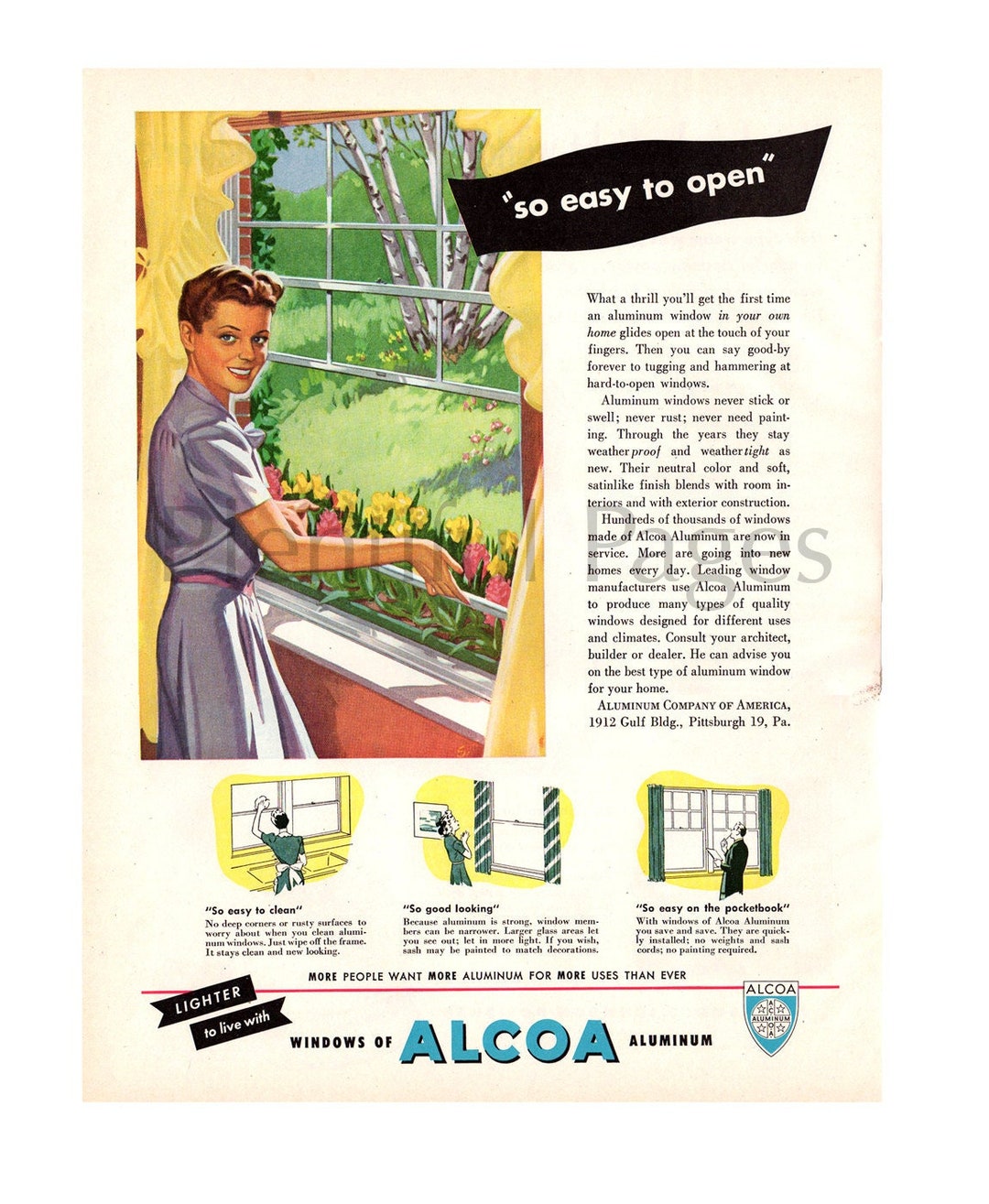 1947 Alcoa Windows Vintage Ad, 1940's Housewife, 1940's Decor ...