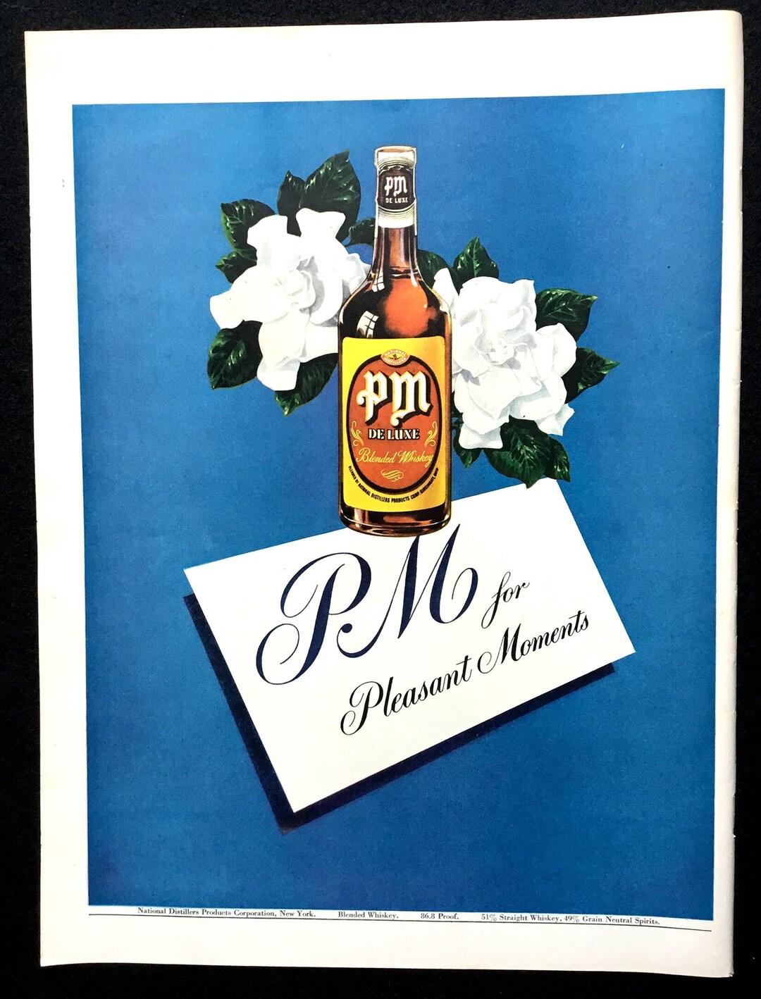 1945 PM Deluxe Blended Whiskey Ad, Vintage Magazine Print - Etsy