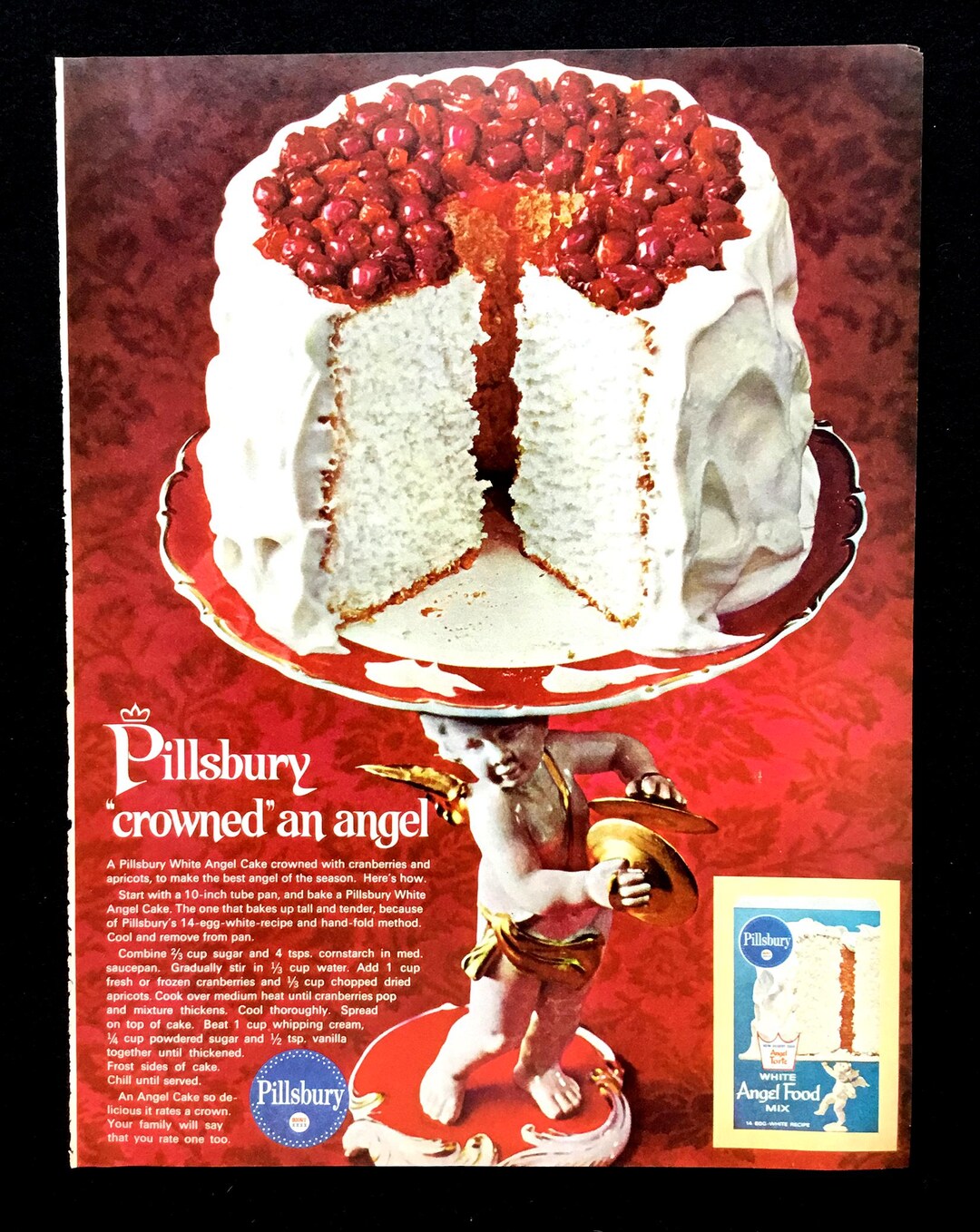 1964 Pillsbury Angel Food Cake Ad, Vintage Kitchen Decor - Etsy