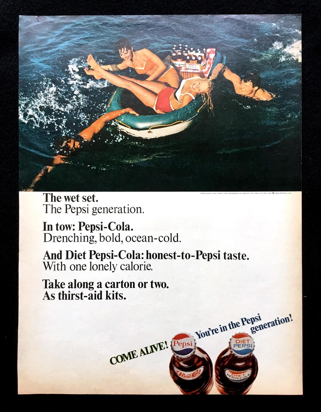 1966 Pepsi-cola Vintage Ad, Advertising Art, Print Ad, Magazine Ad ...