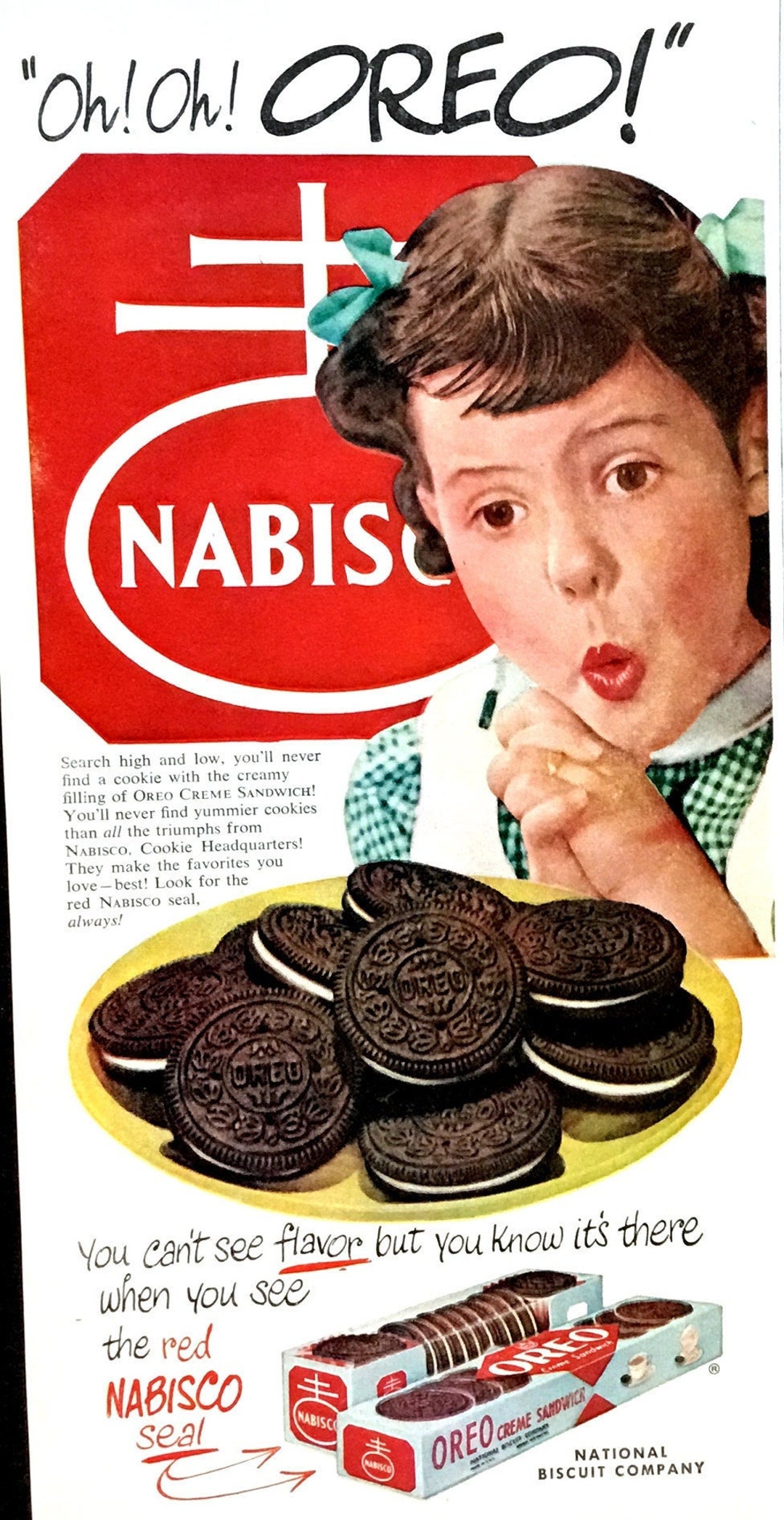 1950's Oreo Cookies Vintage Ad, Advertising Art, Nabisco, Magazine Ad ...
